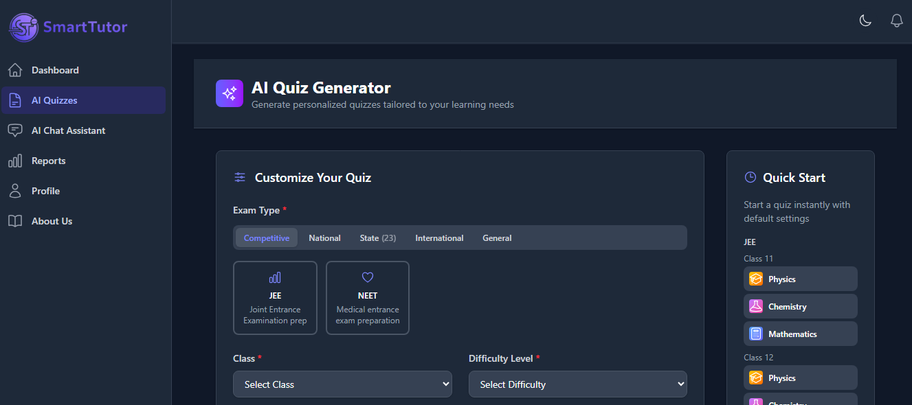 SmartTutor - AI-Powered Learning for JEE/NEET Preparation